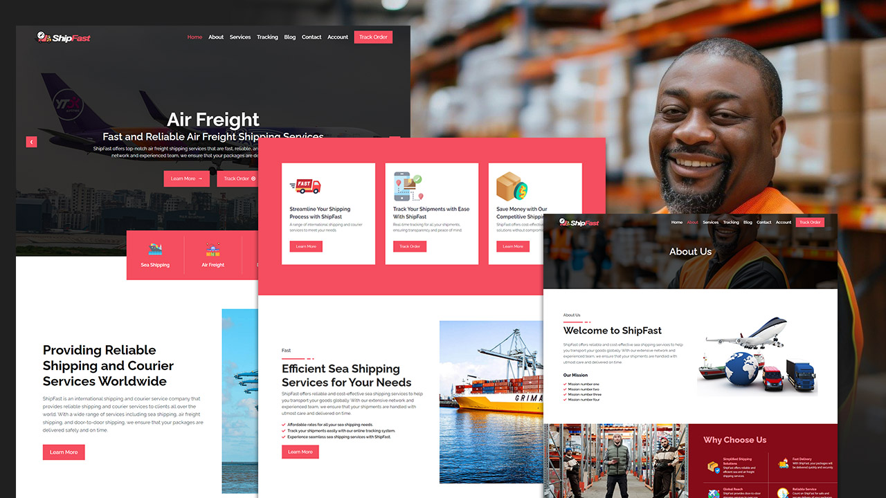ShipFast - Shipping Company Website - Template Selar