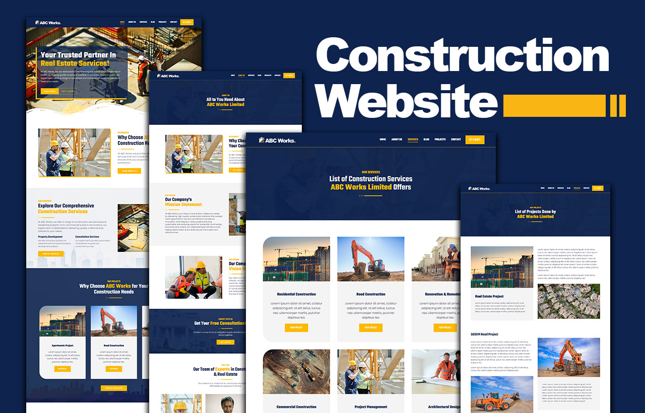 ABC Works Construction Website Template | Template Selar
