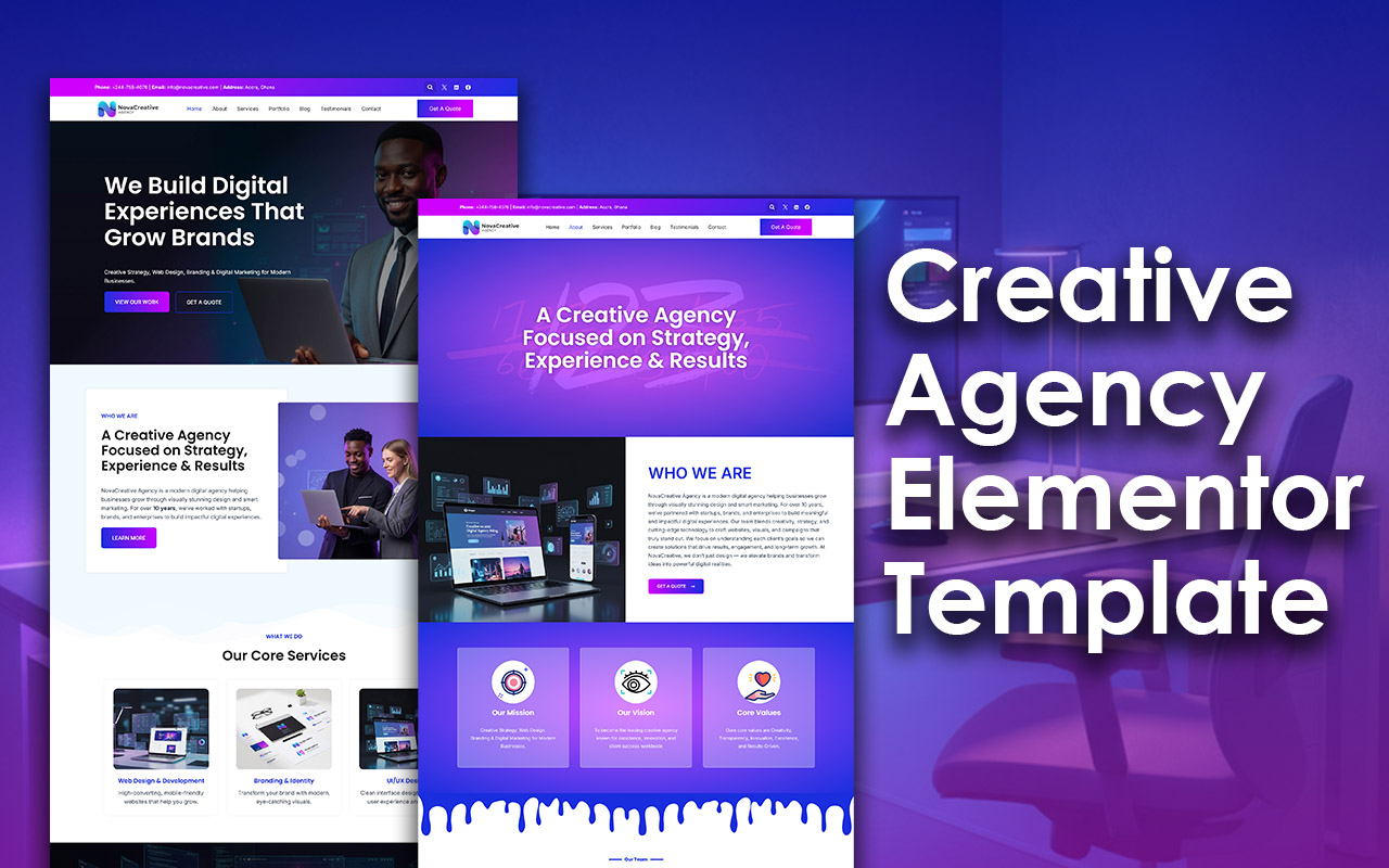 Modern Agency Website Template for Creative Businesses | Template Selar